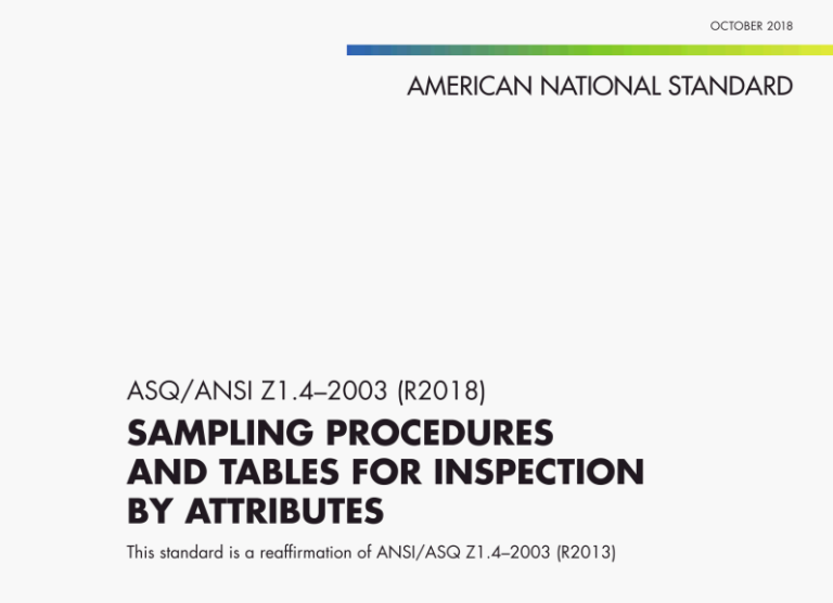 ANSI/ASQ Z1.4-2003 (R2018) pdf download - Standards Download Online